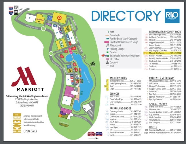 Map of the RIO area where you can stroll, shop, dine and enjoy each other!