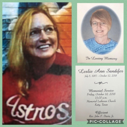 Leslie Heinrich (Sandifer) (Deceased), Houston, TX Texas