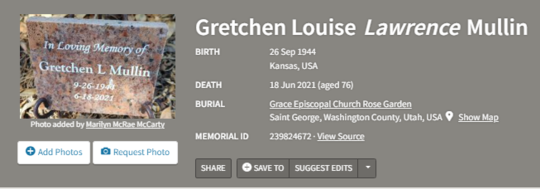 Gretchen Lawrence (Mullin) (Deceased), Wichita, KS Kansas last lived in ...
