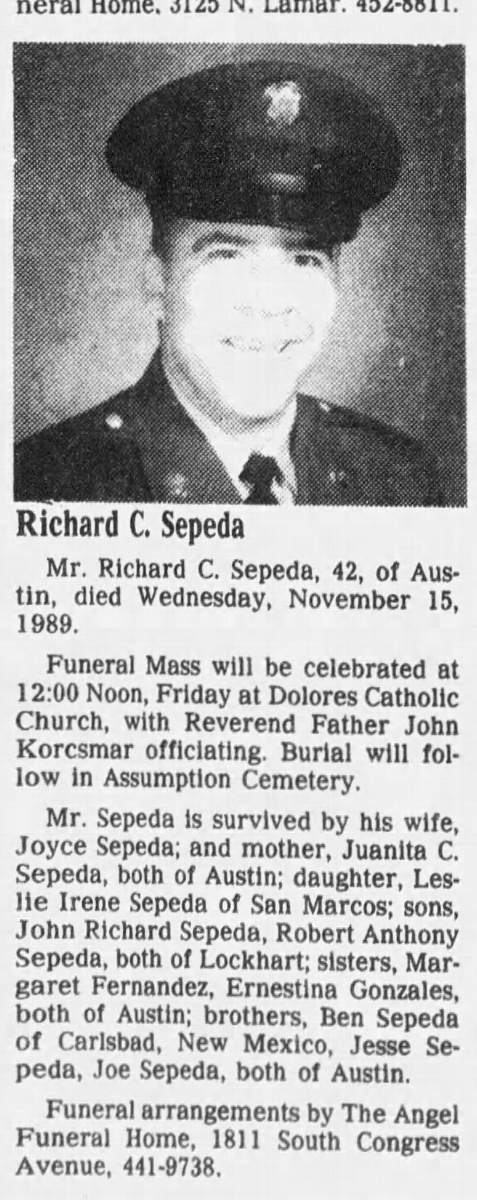 Richard Sepeda (Deceased), Austin, TX Texas