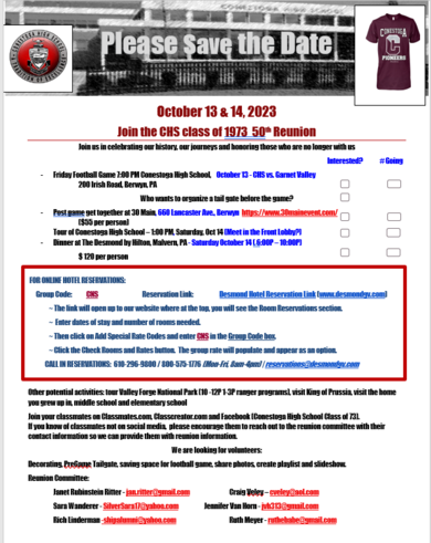 Conestoga High School Class of 1973, Berwyn, PA