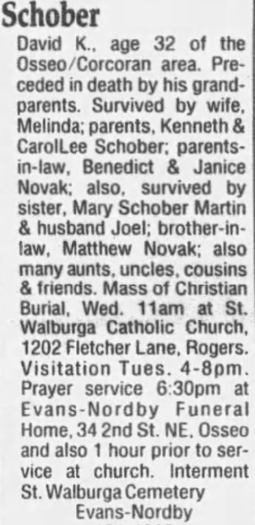David Schober (Deceased), Osseo, MN Minnesota